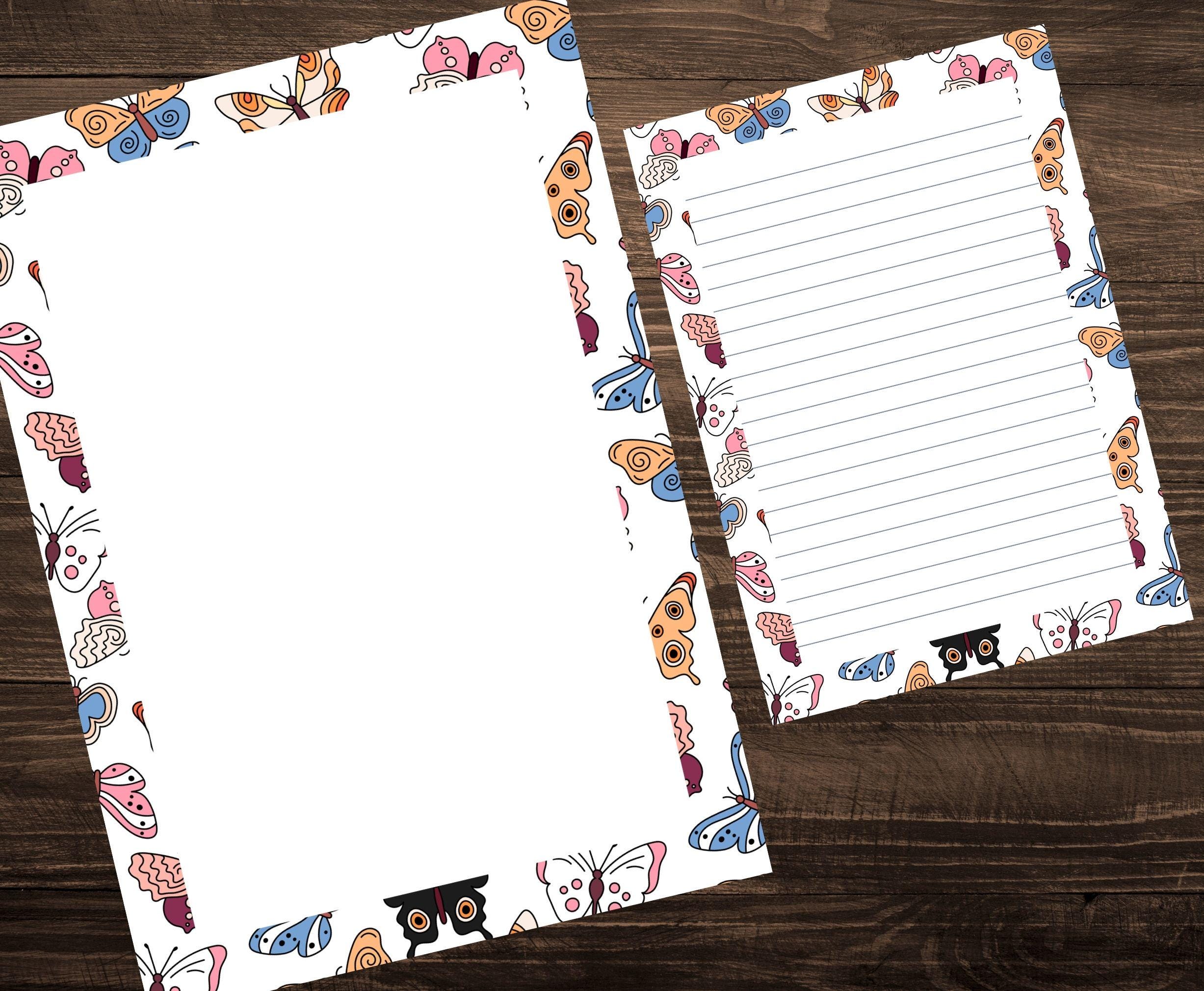 Butterflies PRINTABLE Stationery Writing Paper Stationary Letter Lined ...