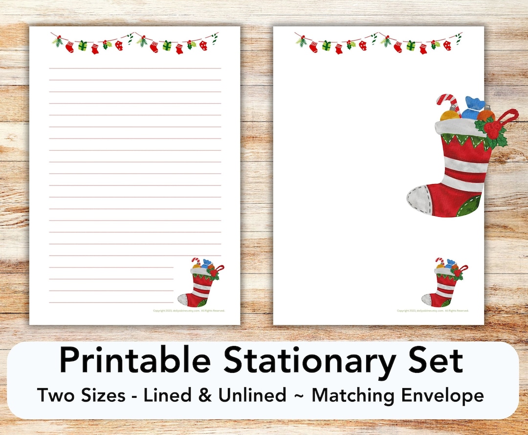 Christmas Stocking Stationery, Printable Christmas Stationery ...