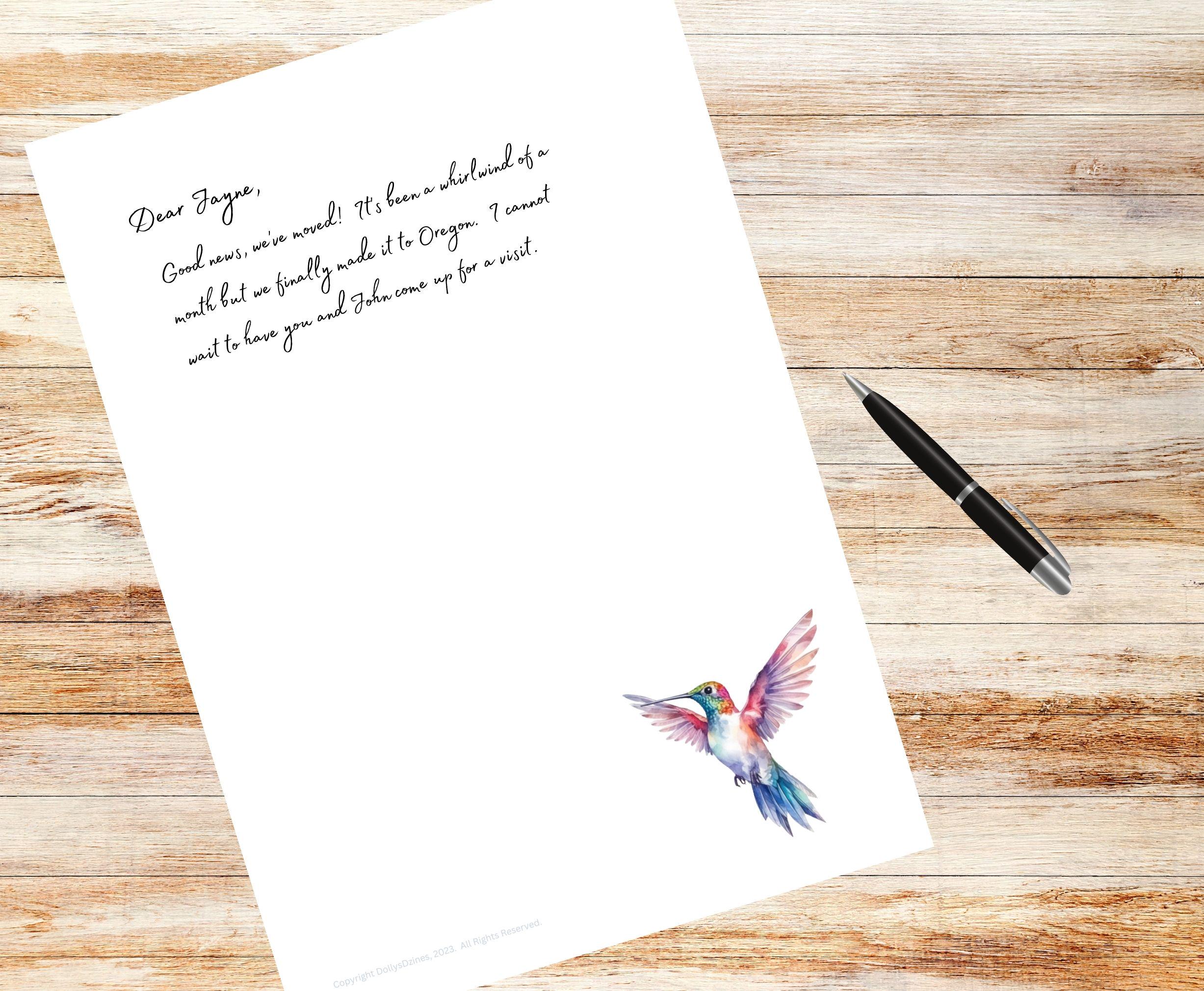 Hummingbird PRINTABLE Stationery With Envelope, Writing Paper, US ...