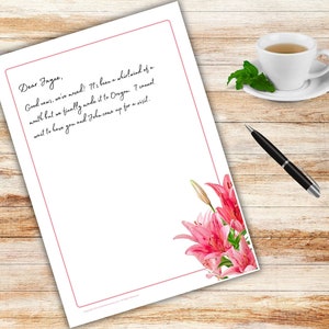 Lily PRINTABLE Stationary Set With Envelope Printable Stationary Paper ...