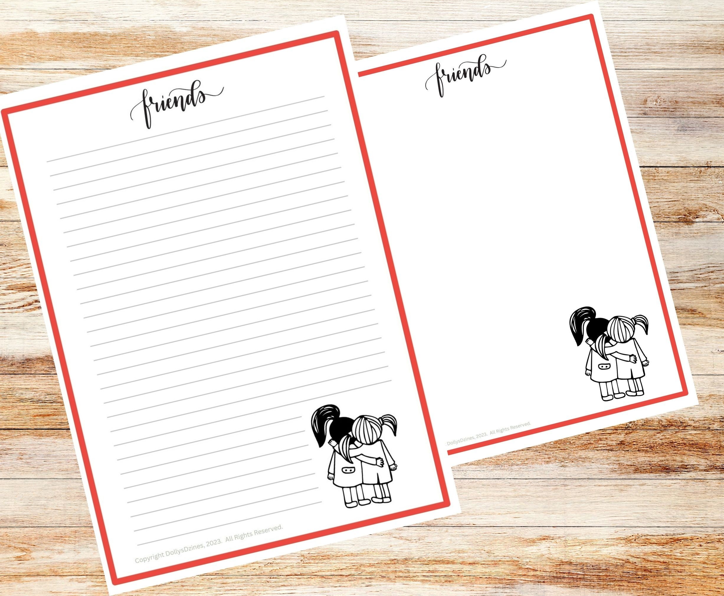 Friends Printable Stationary Set With Envelope, Writing Paper, US ...
