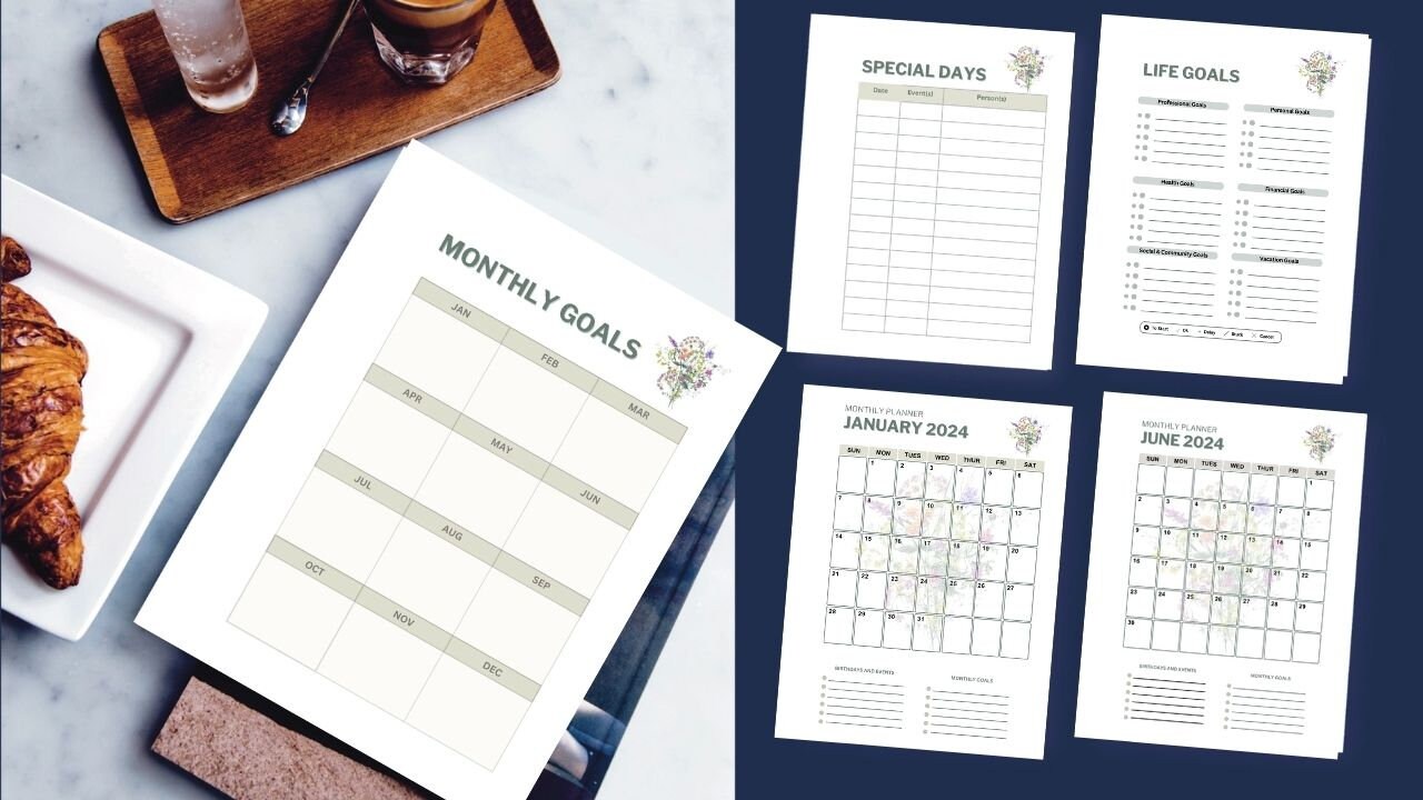 2024 Planner 2024 Calendar 2024 Botanical Planner Botanical Calendar ...