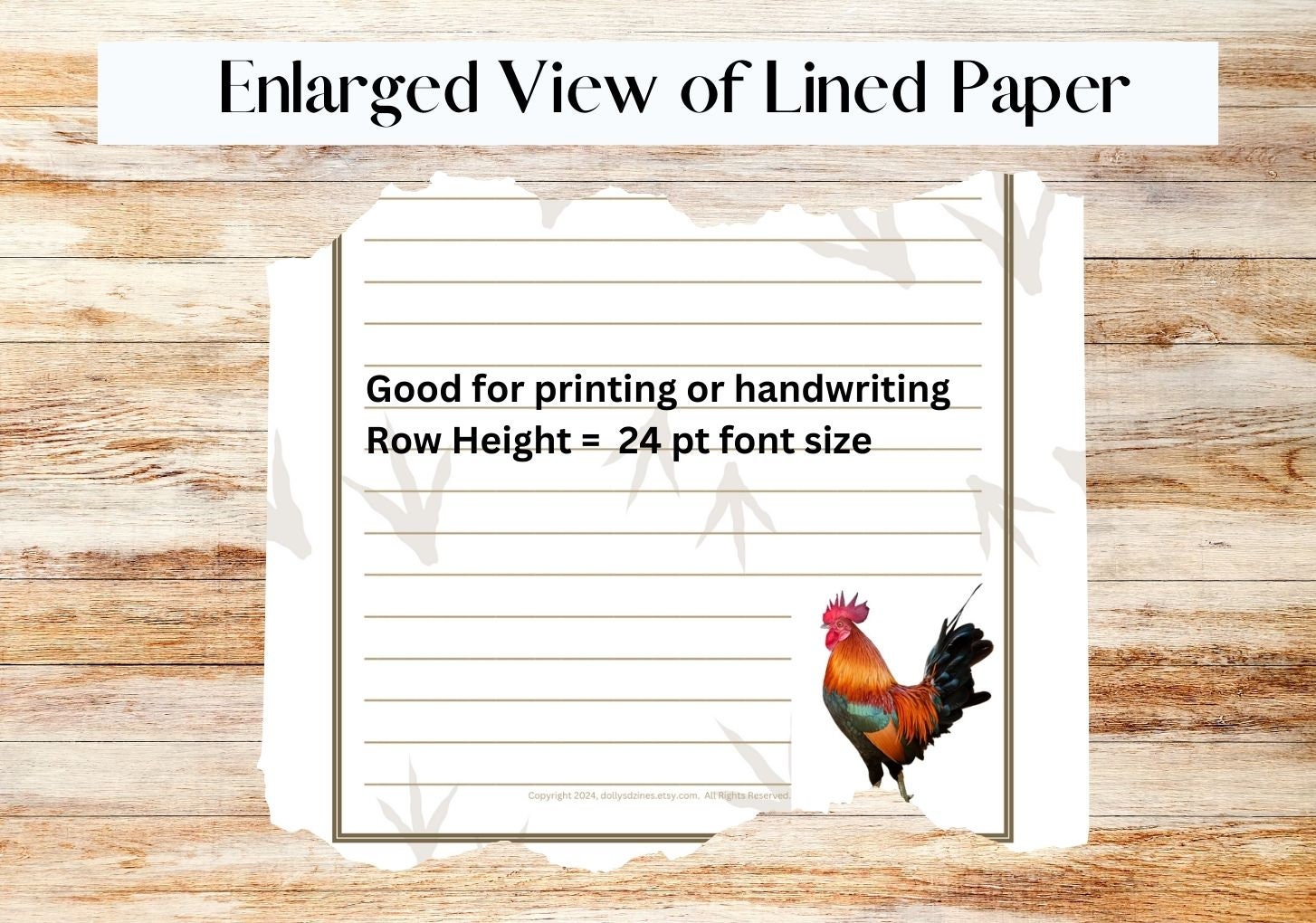 Rooster Printable Stationary Set With Envelope Writing Paper US Letter ...