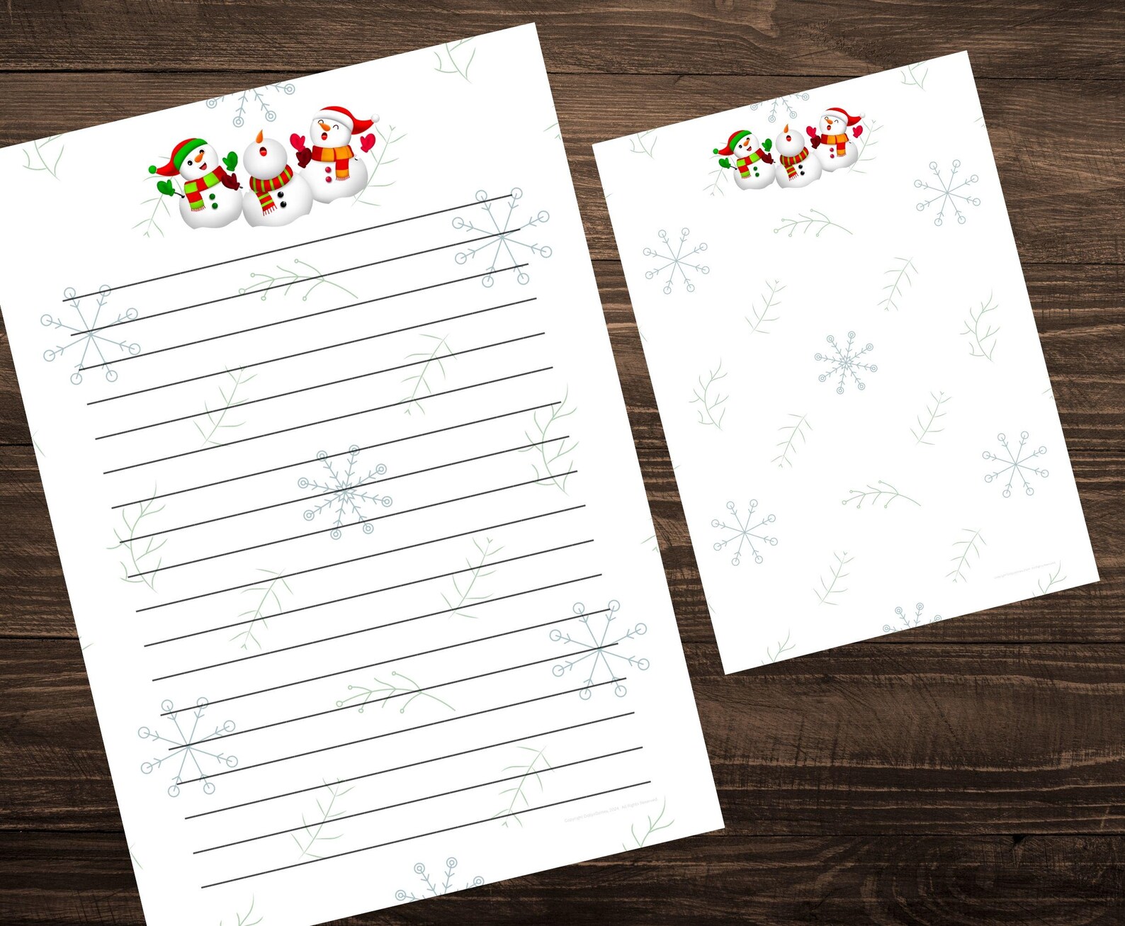 Snowman PRINTABLE Stationery Writing Paper Stationary Letter Lined ...