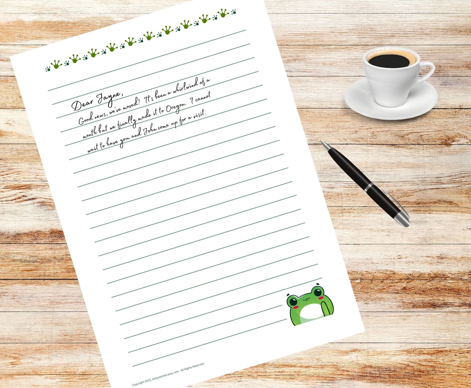 Frog PRINTABLE Stationary Set With Envelope Printable Stationary Paper ...