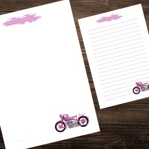 Pink Harley PRINTABLE Stationery Writing Paper Stationary Letter Lined ...