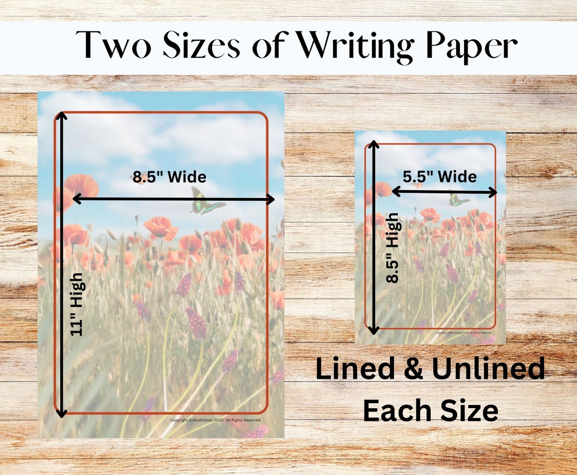 Poppy Printable Stationery Set With Envelope, Writing Paper, US Letter ...