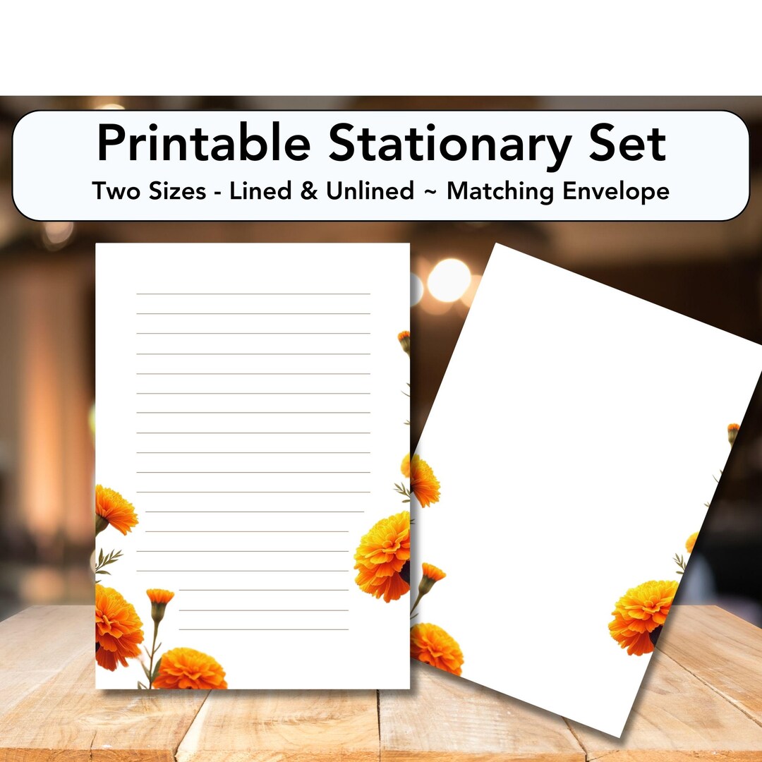 Marigold PRINTABLE Stationery Writing Paper Stationary Letter A4 Lined ...