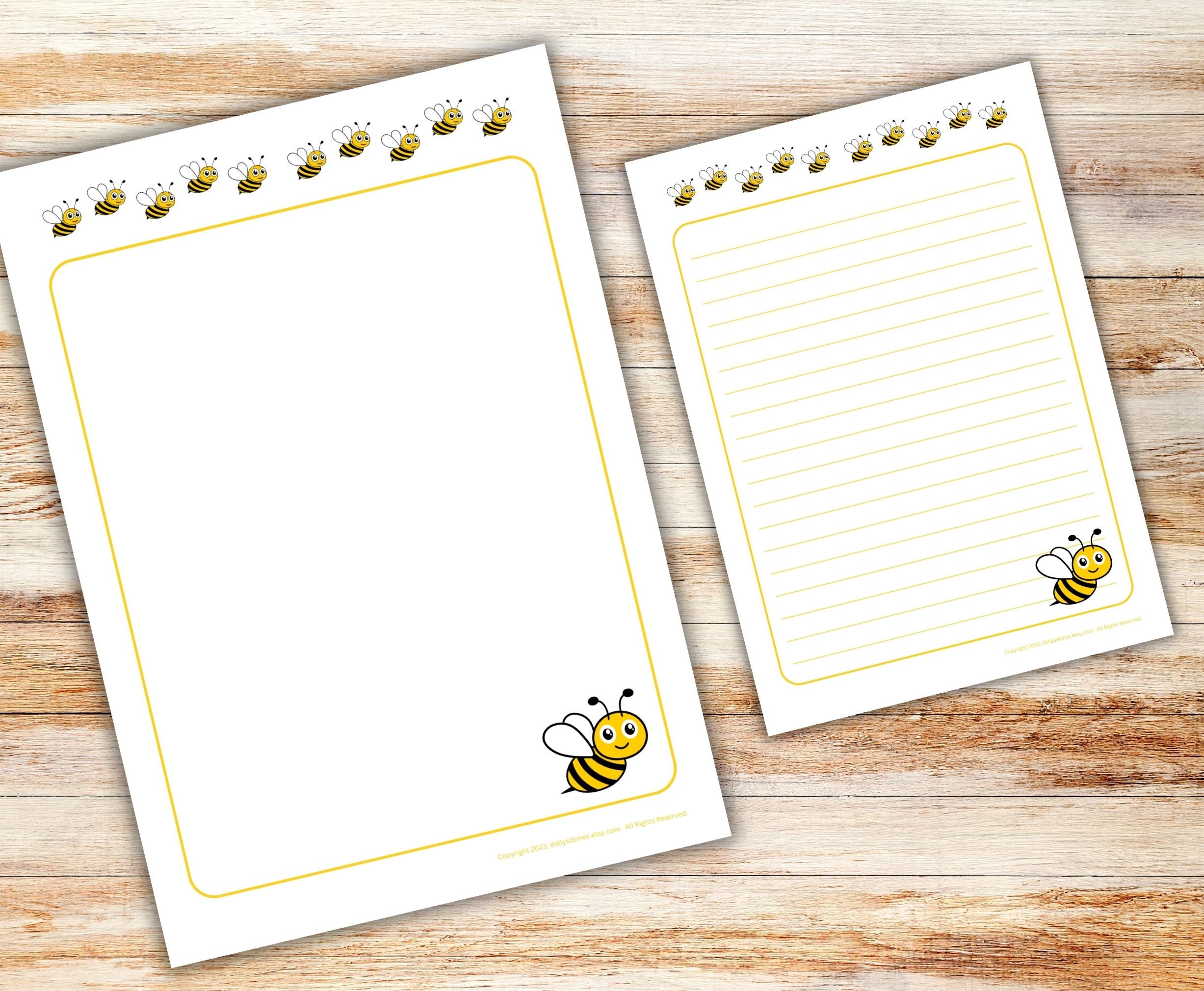 Bees PRINTABLE Stationary Set With Envelope Printable Stationary Paper ...