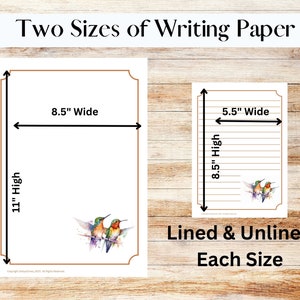 Hummingbird Printable Stationary Set With Envelope, Writing Paper, US ...