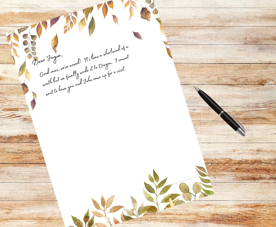 Autumn PRINTABLE Stationery Writing Paper Stationary Letter Lined ...