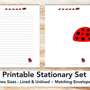 Ladybug Printable Stationary Set With Envelope Printable Stationary ...