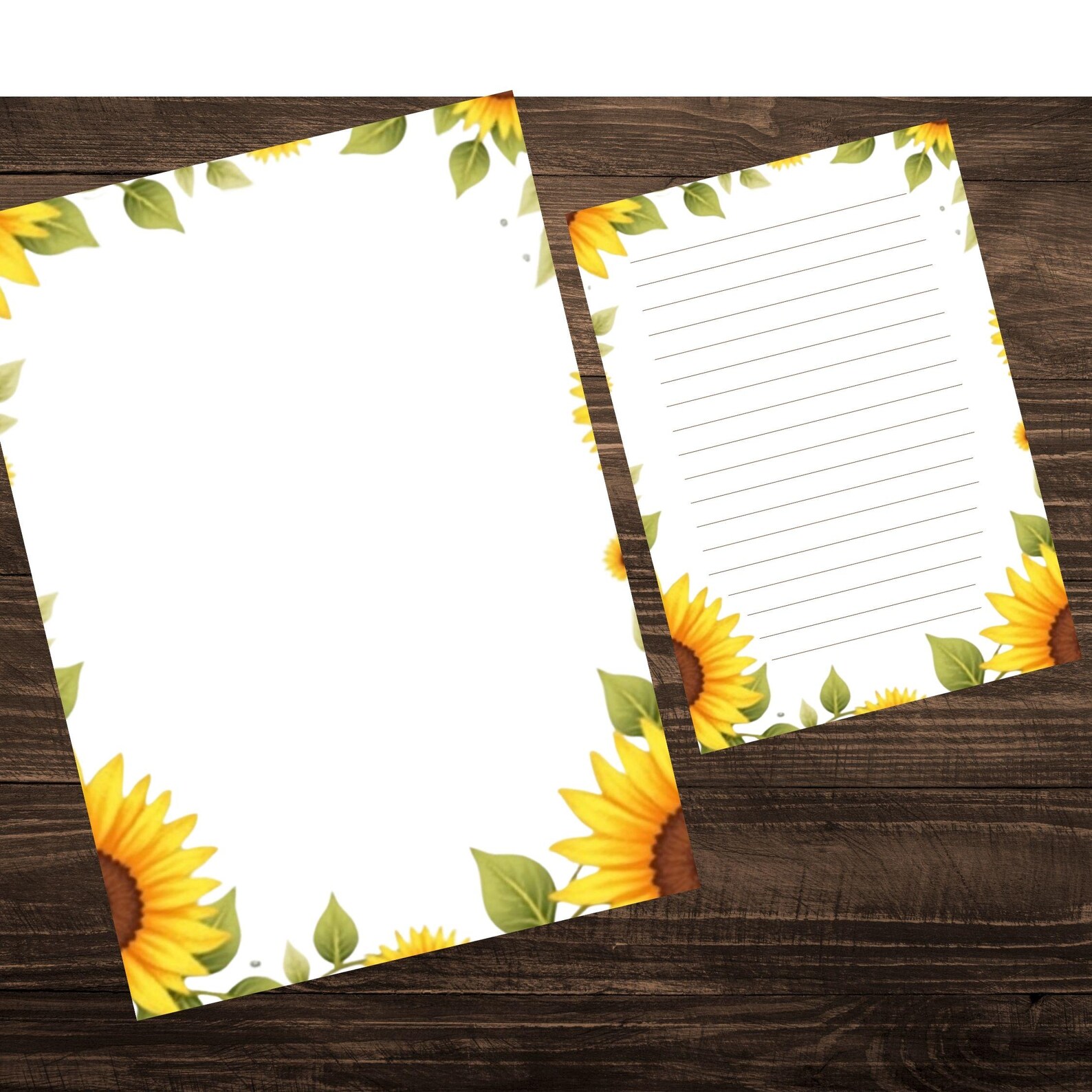 Sunflower PRINTABLE Stationery Writing Paper Stationary Letter Lined ...