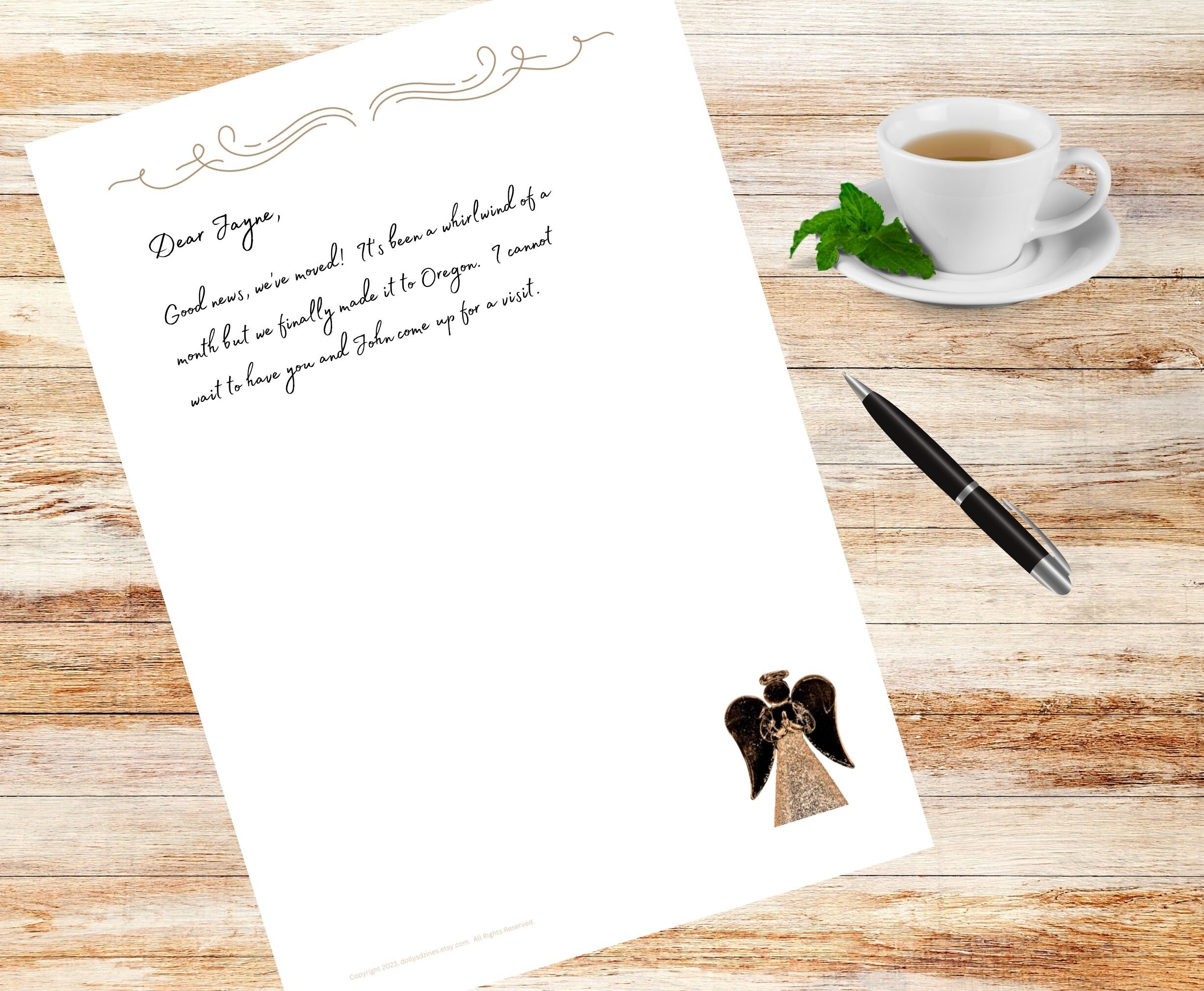 Angels PRINTABLE Stationery Writing Paper Stationary Letter Writing ...