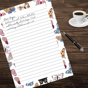 Butterflies PRINTABLE Stationery Writing Paper Stationary Letter Lined ...
