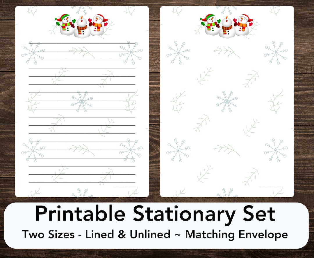 Snowman PRINTABLE Stationery Writing Paper Stationary Letter Lined ...