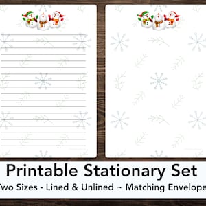 Snowman PRINTABLE Stationery Writing Paper Stationary Letter Lined ...
