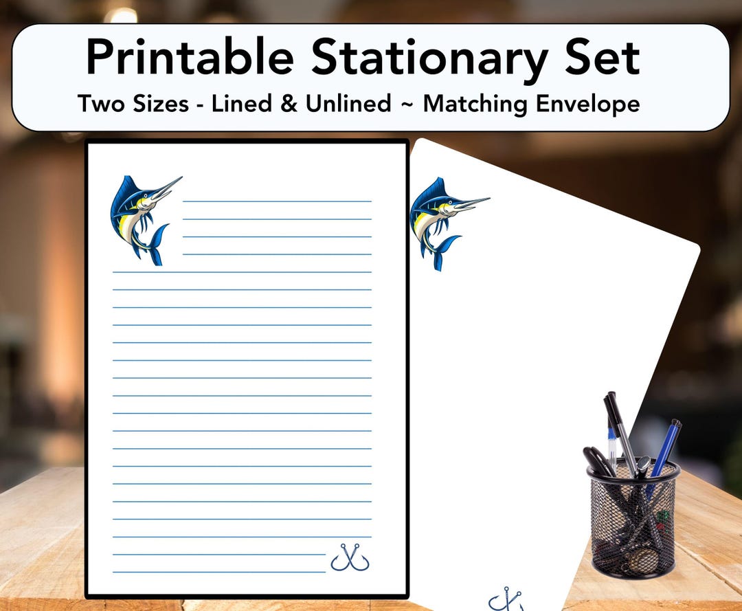 Marlin Deep Sea Fishing PRINTABLE Stationery Writing Paper Stationary ...