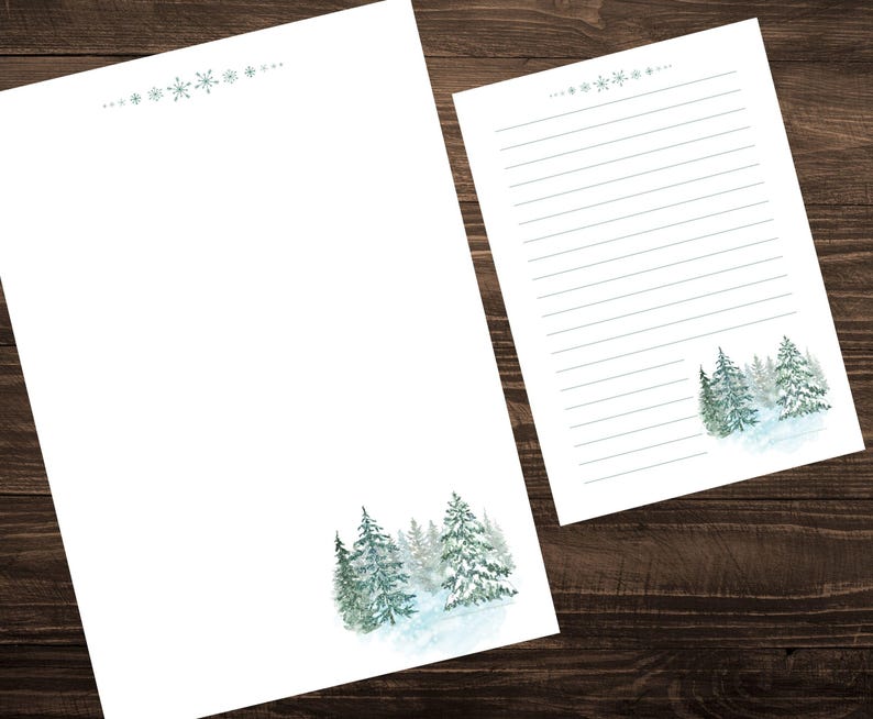 Pine Tree PRINTABLE Stationery Writing Paper Stationary Letter Lined ...