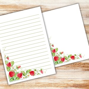 Strawberries Printable Stationary Set With Envelope, Writing Paper, US ...