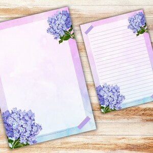 Hydrangea PRINTABLE Stationary Set With Envelope Printable Stationary ...
