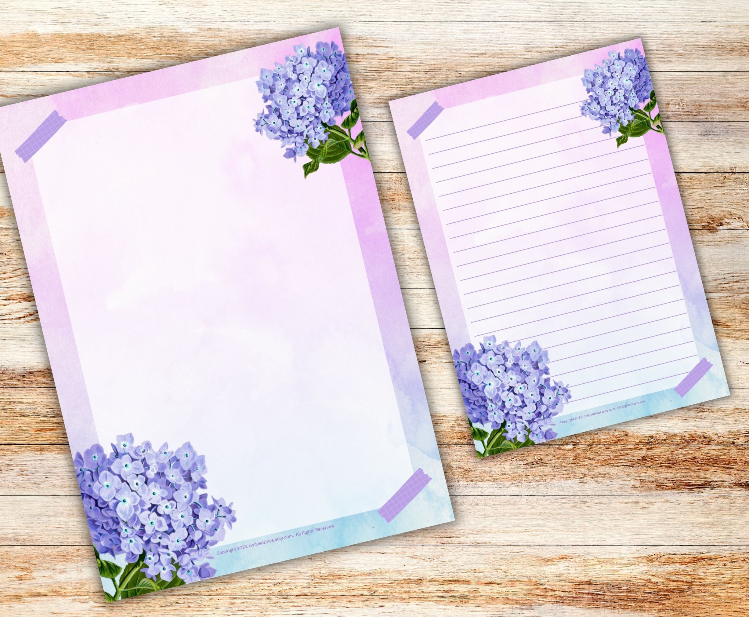 Hydrangea PRINTABLE Stationary Set With Envelope Printable Stationary ...