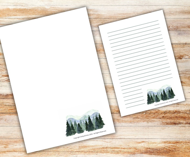 Forest Printable Stationary Set With Envelope, Writing Paper, US Letter ...
