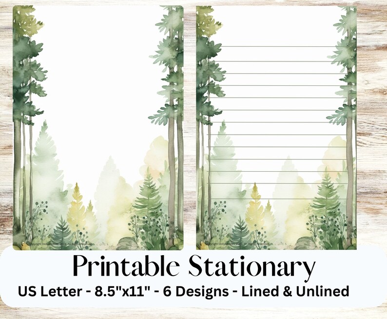 Forest Printable Stationary Set With Envelope Writing Paper - Etsy