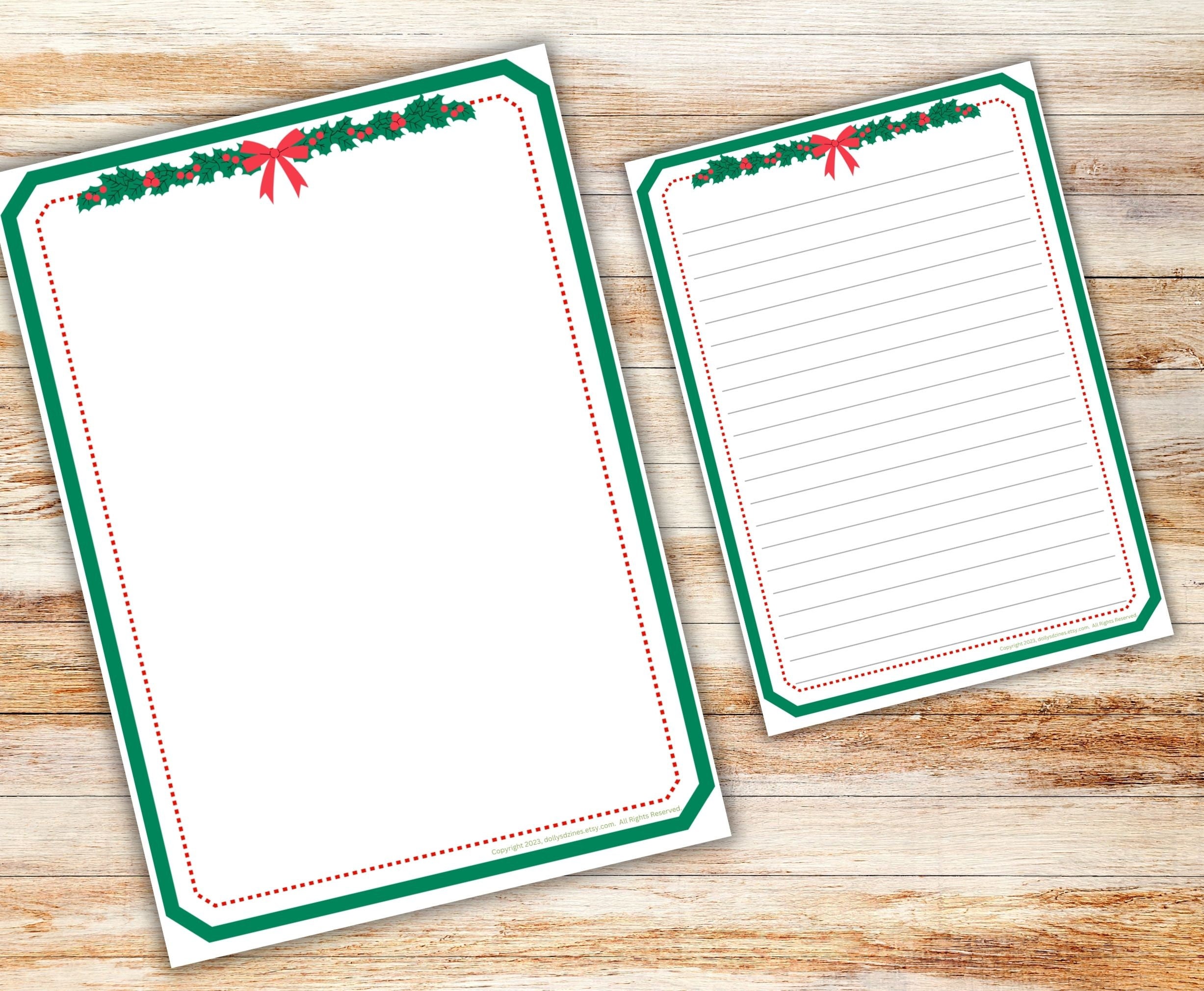 Holly Christmas Stationery, Printable Christmas Stationery, Christmas ...