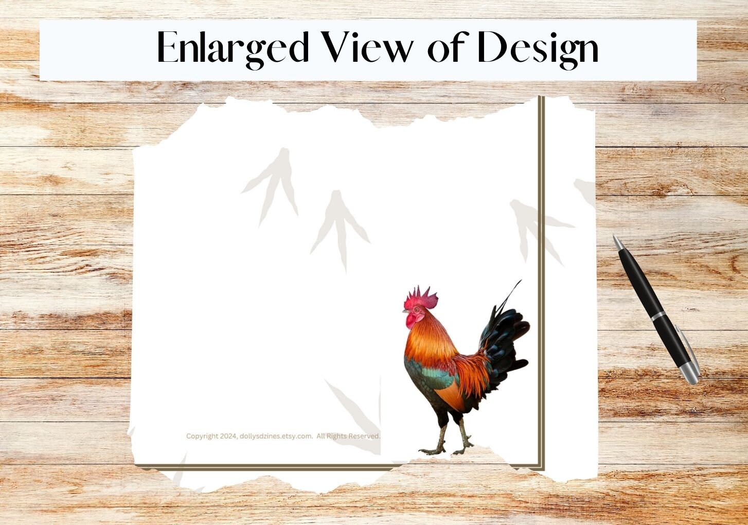 Rooster Printable Stationary Set With Envelope Writing Paper US Letter ...
