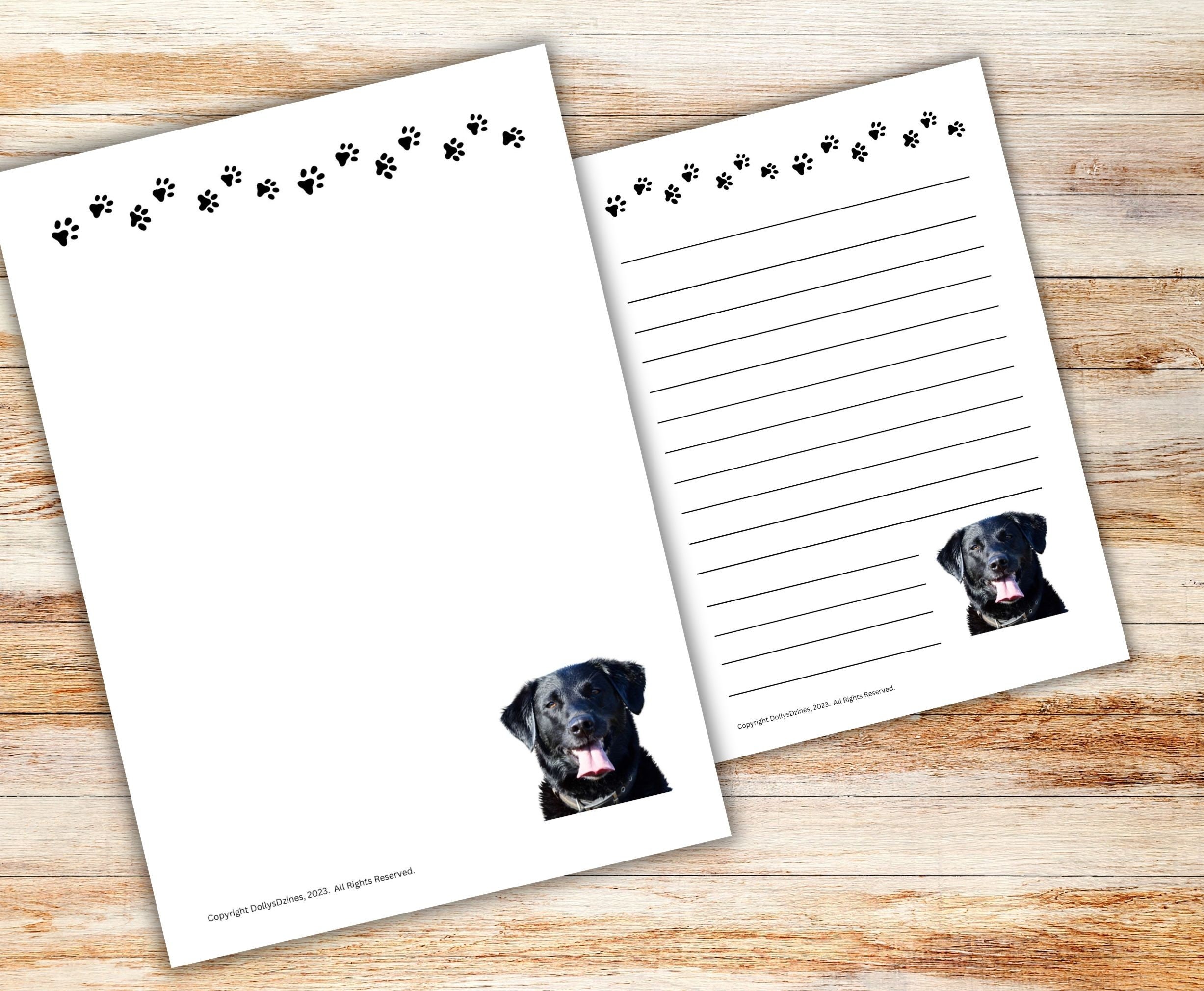 Black Lab Printable Stationary Set With Envelope, Writing Paper, US ...