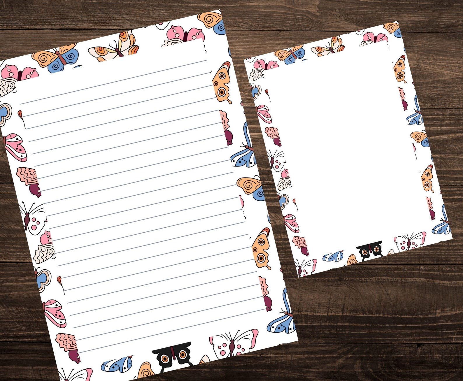 Butterflies PRINTABLE Stationery Writing Paper Stationary Letter Lined ...
