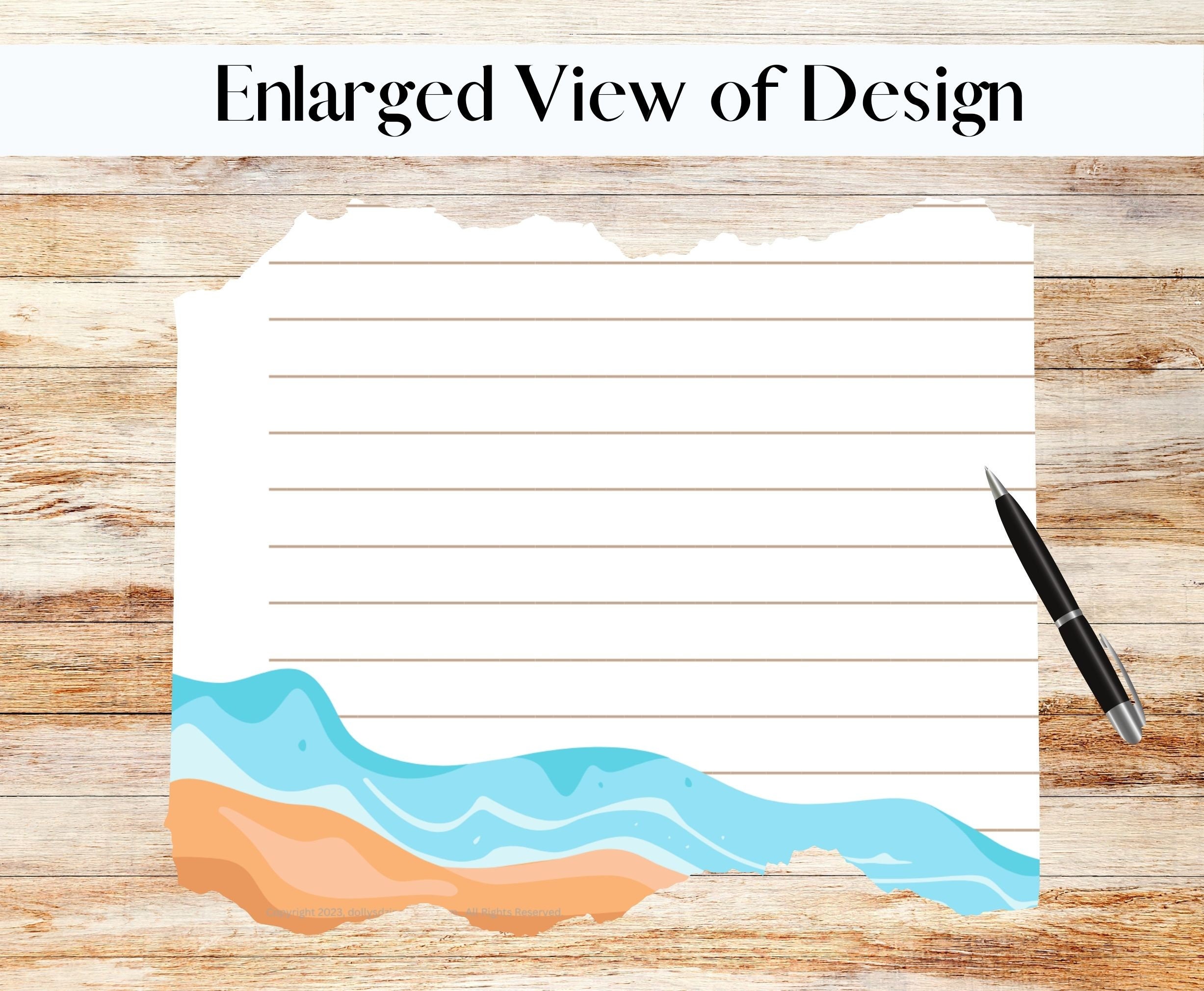 Beach PRINTABLE Stationery Summer Stationary Ocean Waves Sea Sand Dunes ...