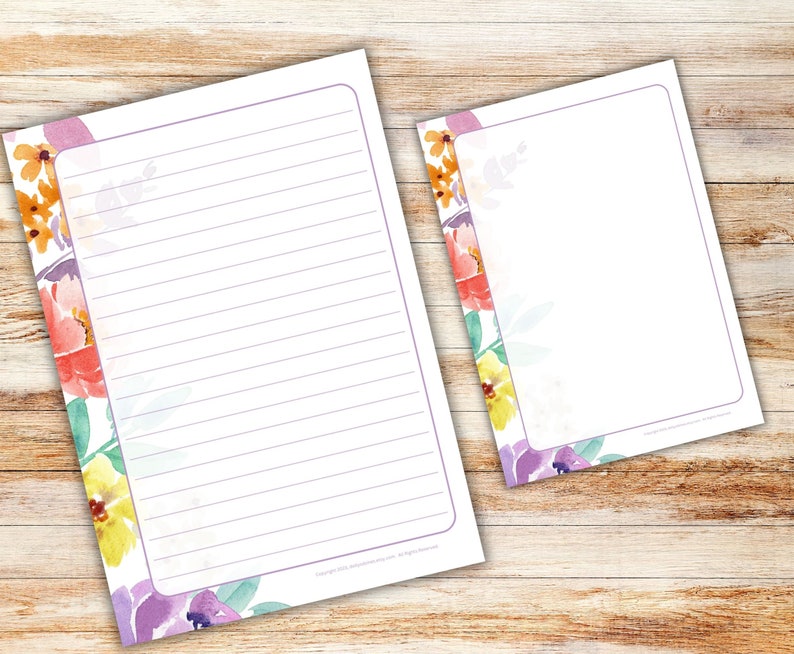 Spring Watercolor PRINTABLE Stationary Set With Envelope Printable ...