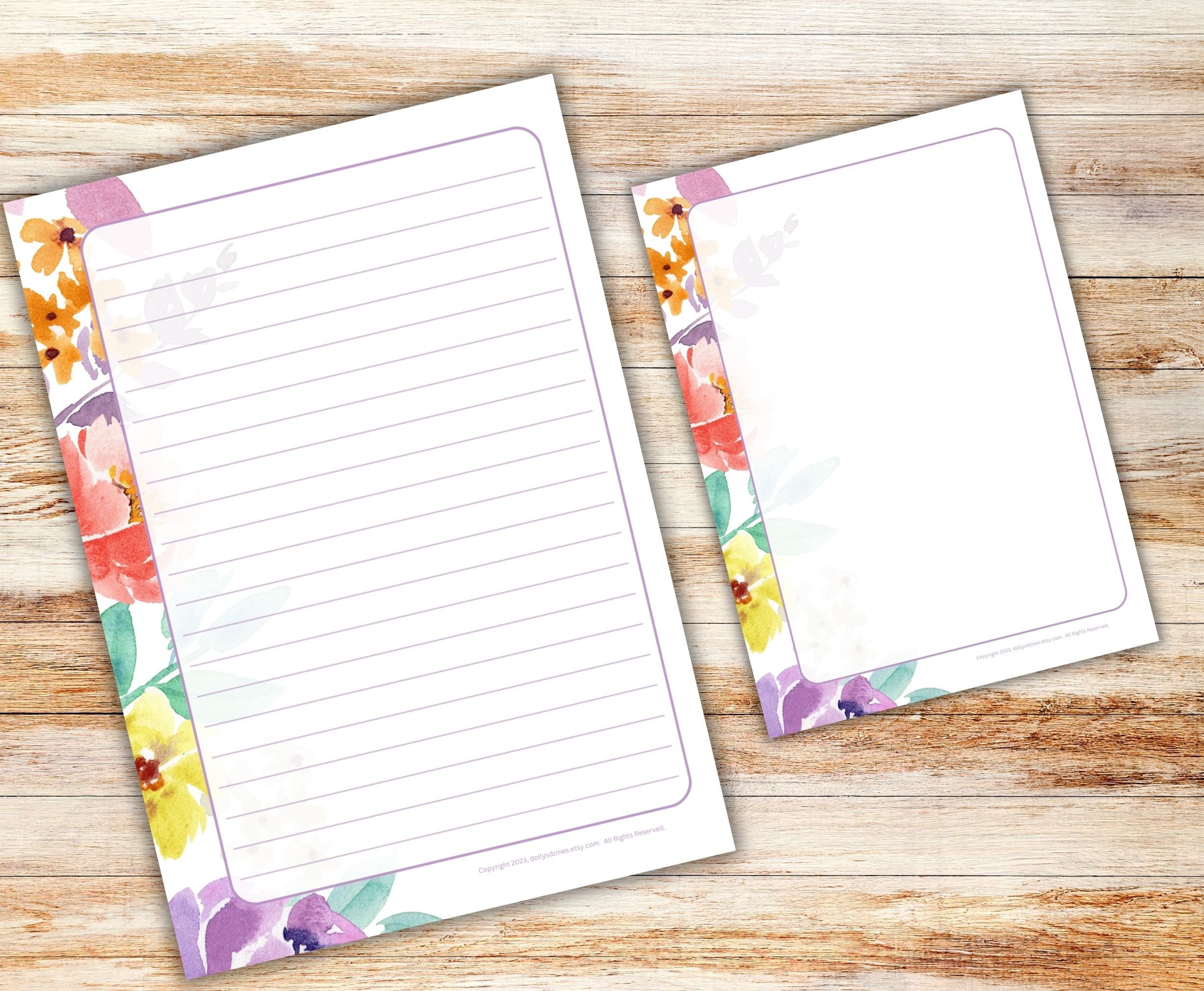 Spring Watercolor PRINTABLE Stationary Set With Envelope Printable ...