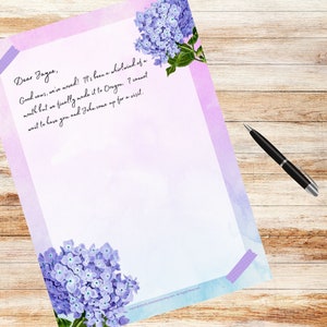 Hydrangea PRINTABLE Stationary Set With Envelope Printable Stationary ...