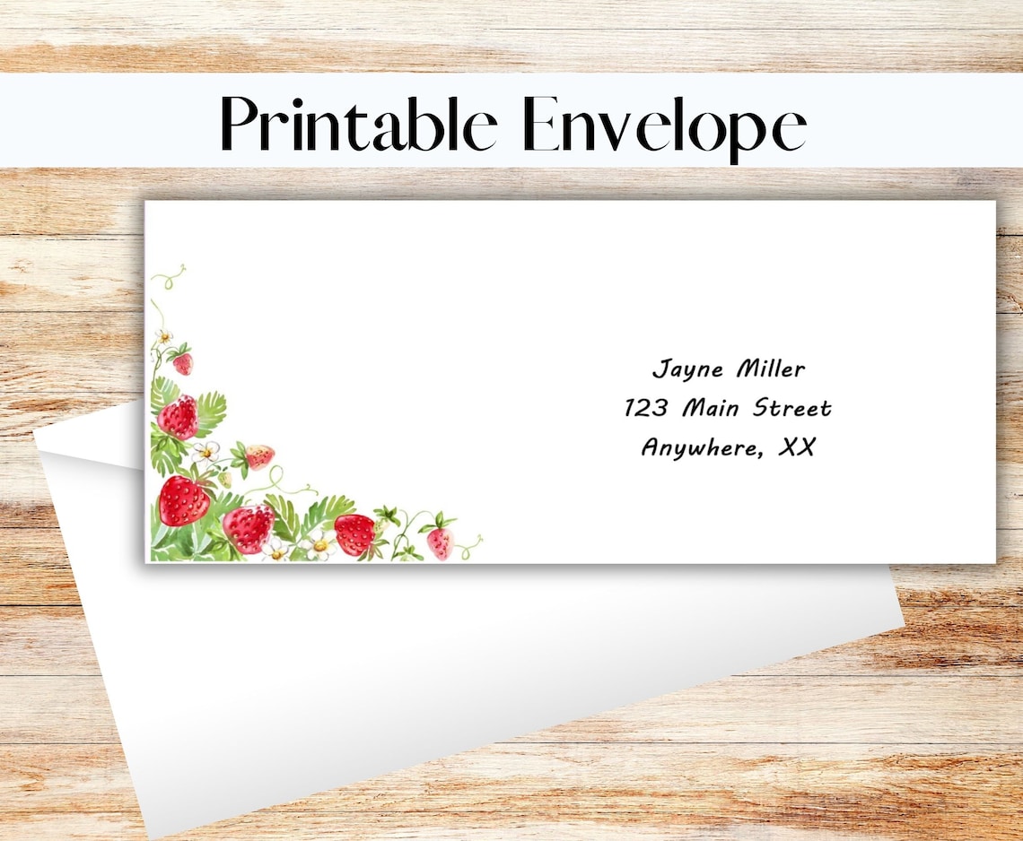 Strawberries Printable Stationary Set With Envelope, Writing Paper, US ...