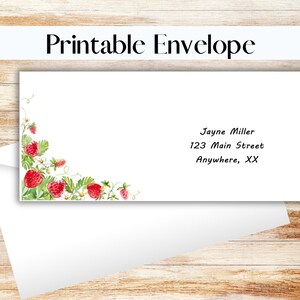 Strawberries Printable Stationary Set With Envelope, Writing Paper, US ...
