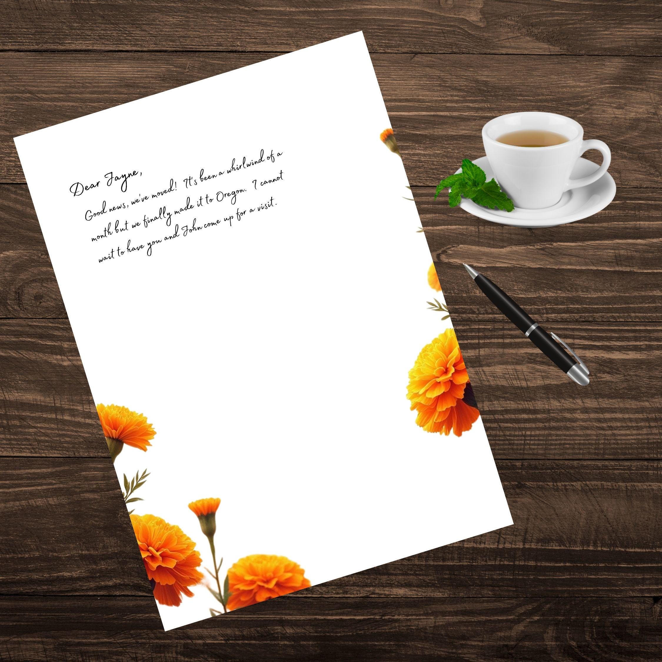 Marigold PRINTABLE Stationery Writing Paper Stationary Letter A4 Lined ...