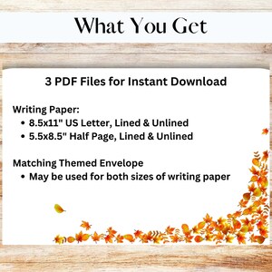 Fall Leaves PRINTABLE Stationery Writing Paper Stationary Letter Lined ...