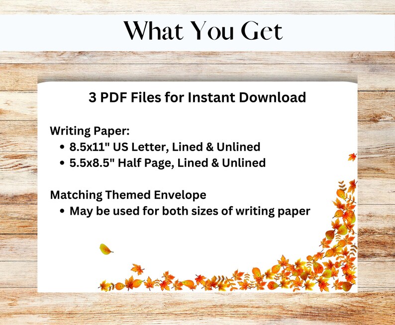 Fall Leaves PRINTABLE Stationery Writing Paper Stationary Letter Lined ...