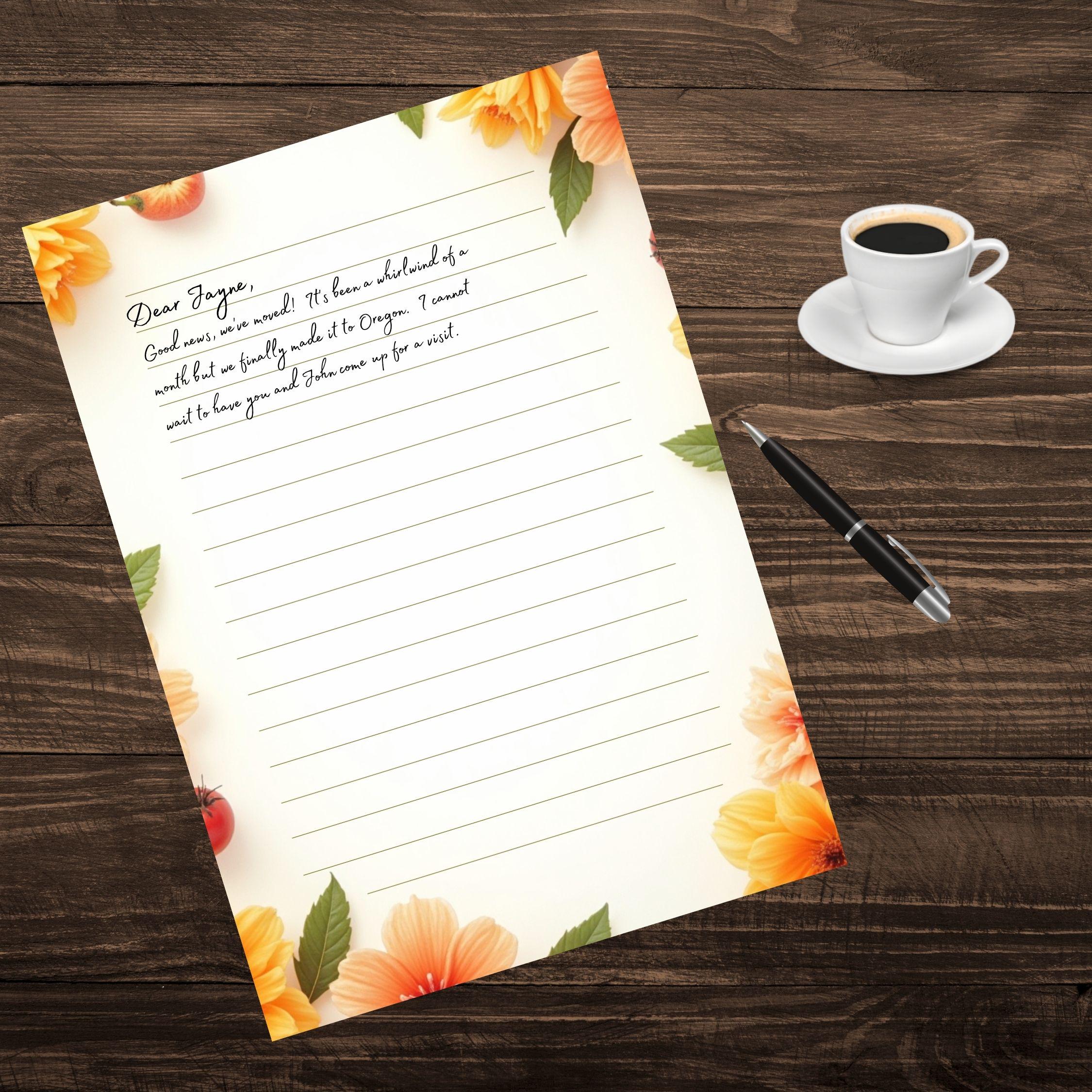 Summer PRINTABLE Stationery Writing Paper Stationary Letter Lined ...