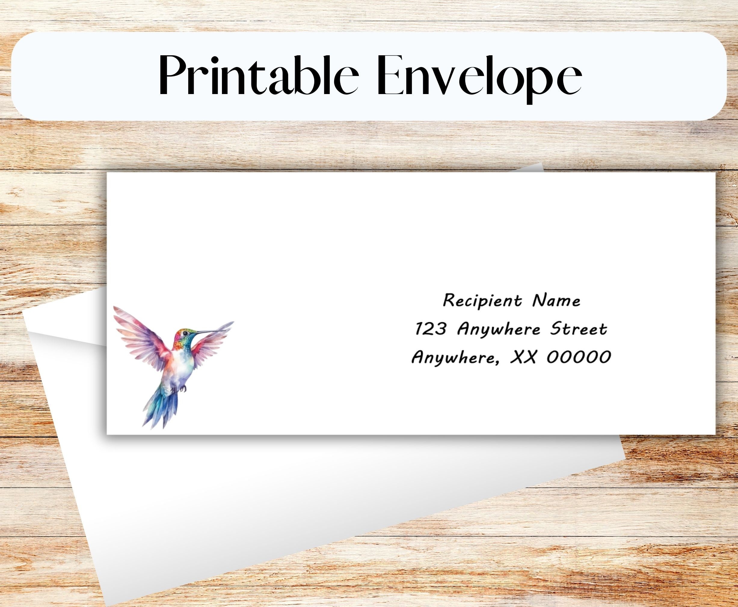 Hummingbird Personalized Printable Stationary W Envelope, Writing Paper ...