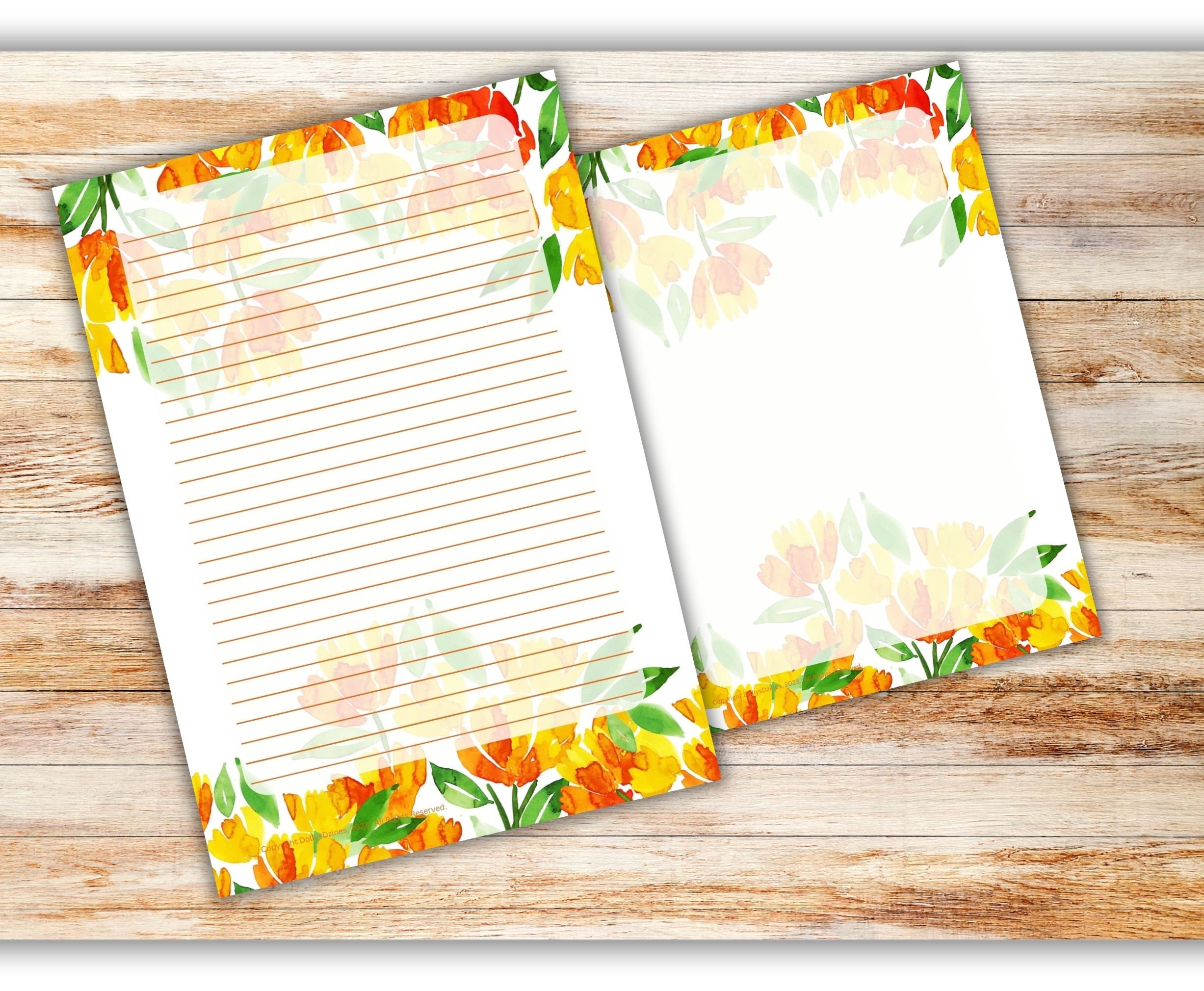 Marigold Printable Stationary Set With Envelope Writing - Etsy