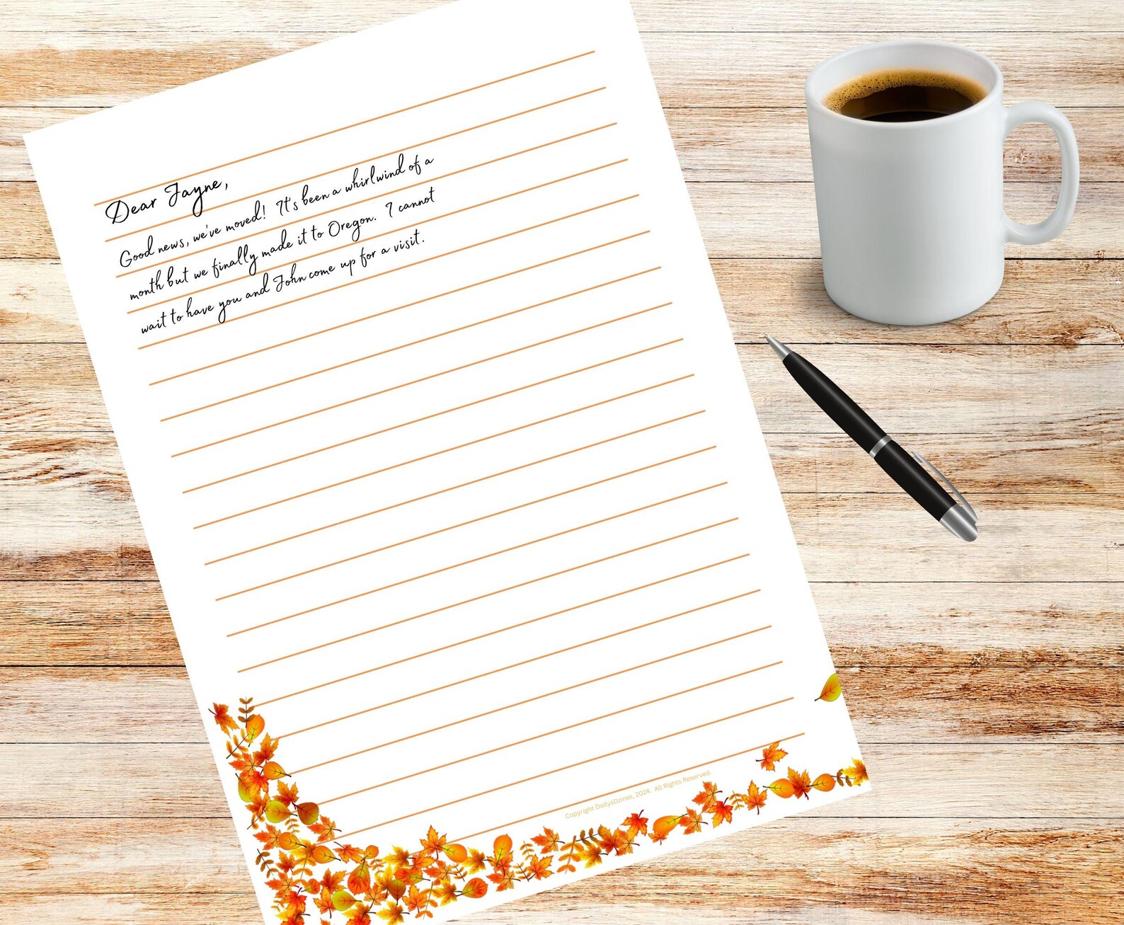 Fall Leaves PRINTABLE Stationery Writing Paper Stationary Letter Lined ...