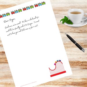 Rollercoaster PRINTABLE Stationary Set With Envelope Printable ...