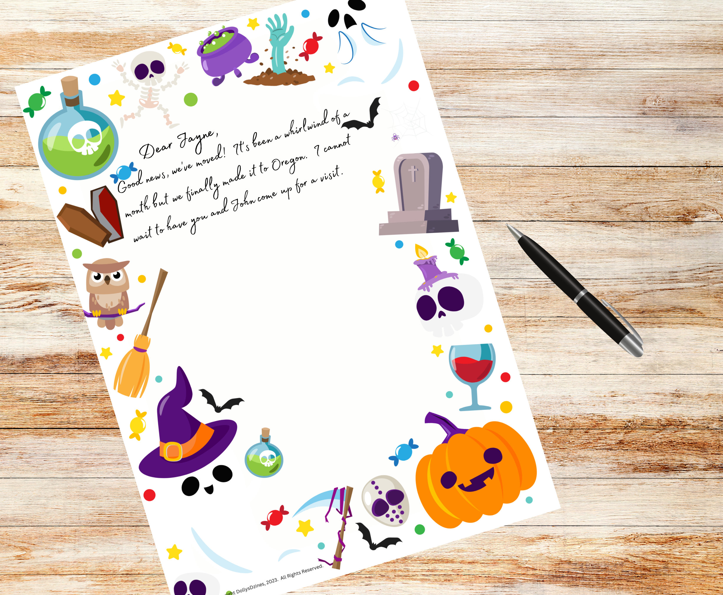 Halloween Printable Stationary Set With Envelope, Writing Paper, US ...