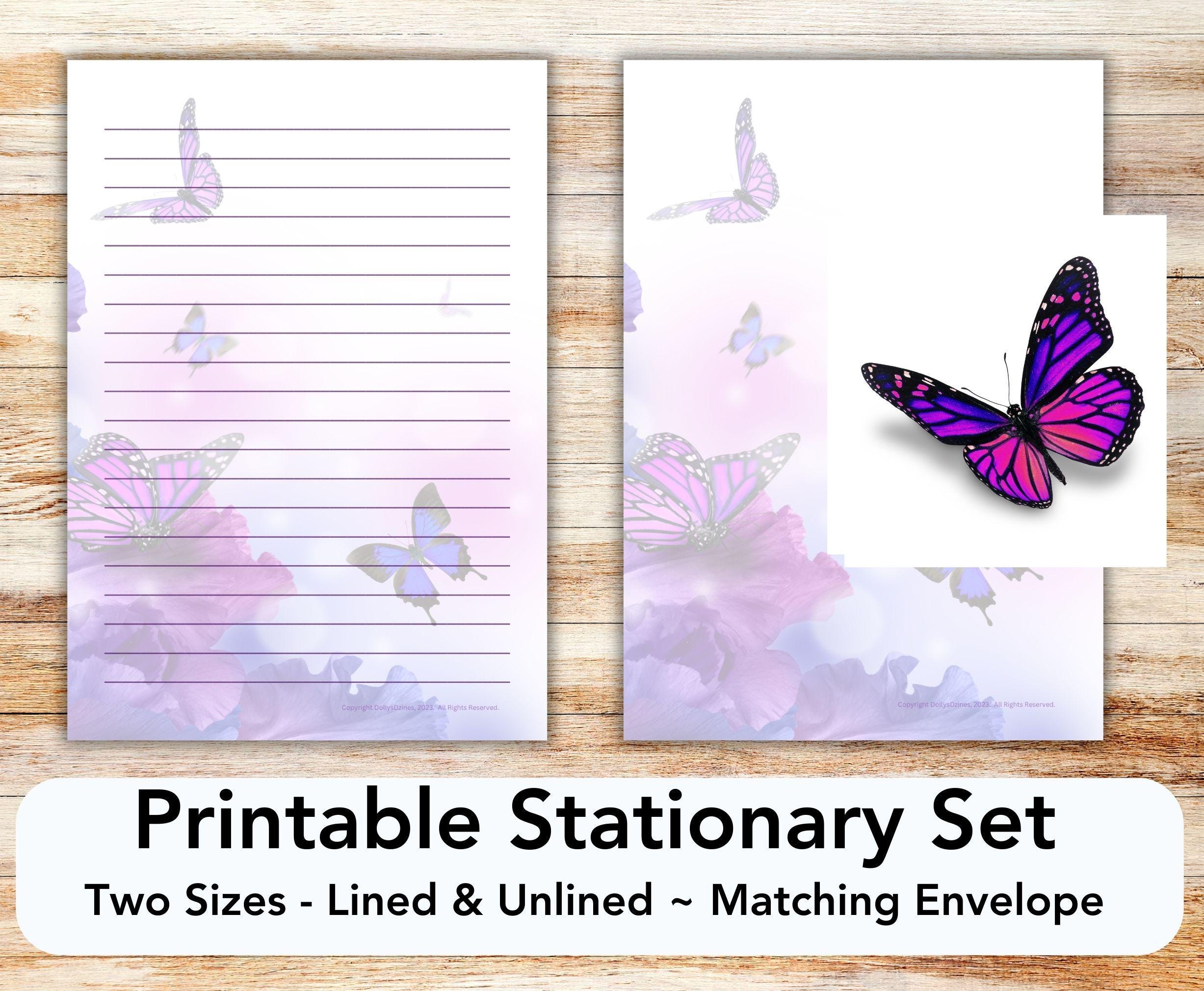 Purple Butterfly PRINTABLE Stationery Writing Paper Stationary Letter ...