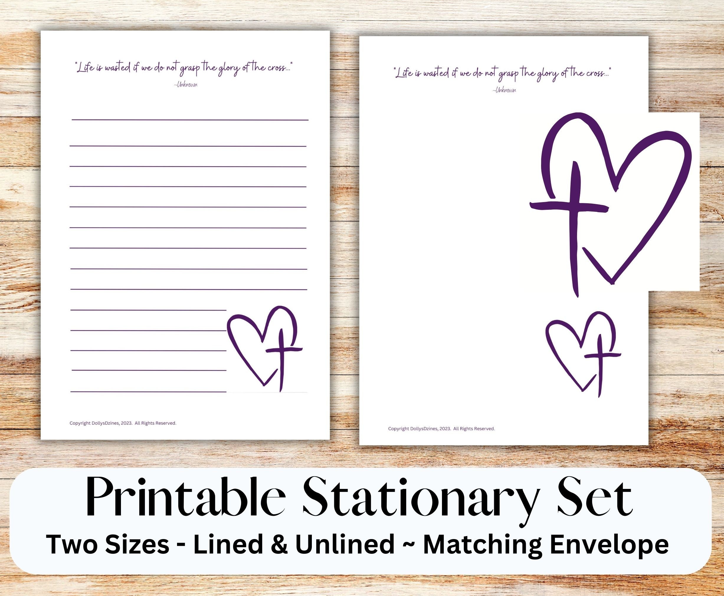Cross Printable Stationary Set With Envelope, Writing Paper, US Letter ...