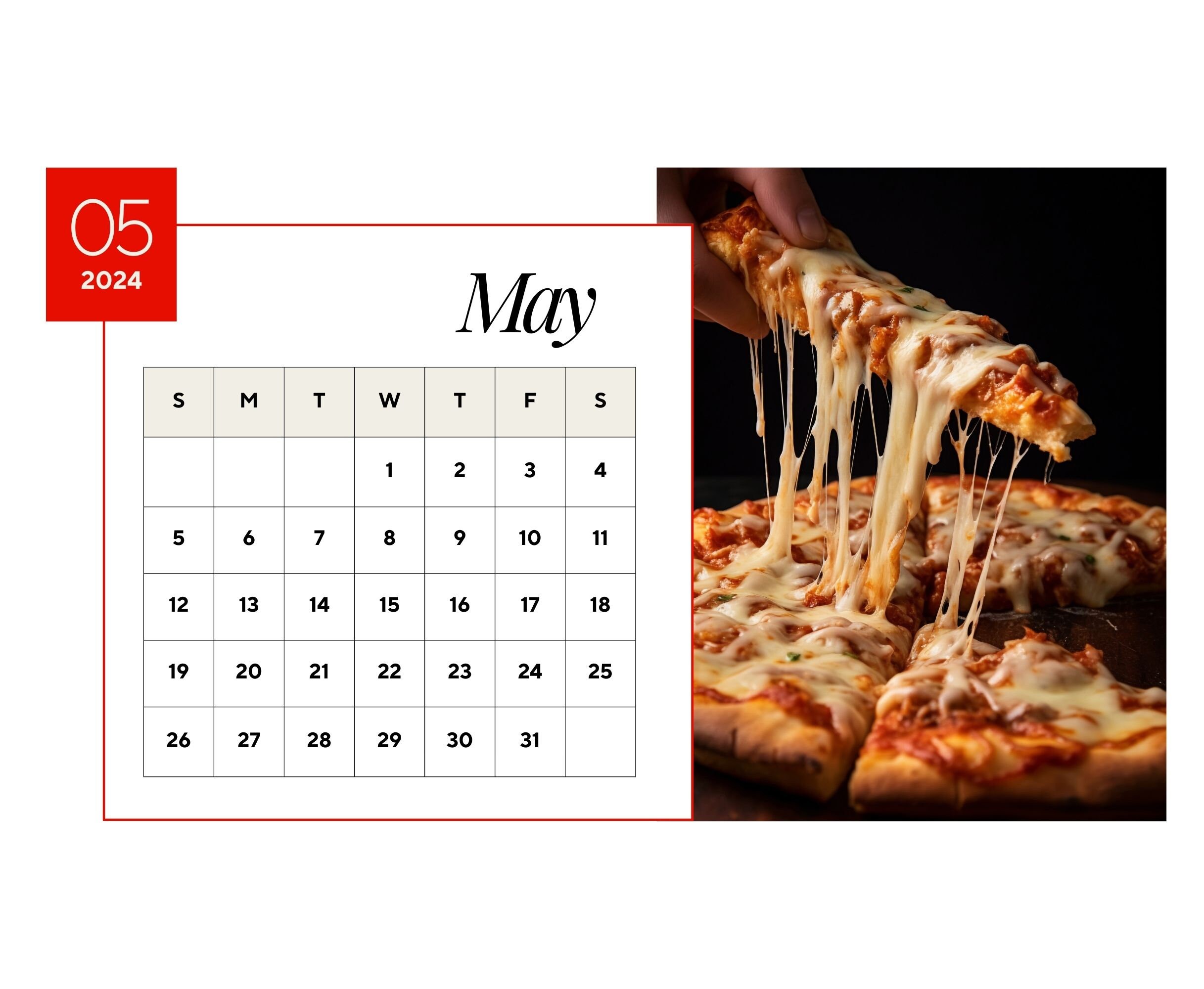 2024 Wall Calendar 2024 Cooking Calendar 2024 Wall Calendar Printable ...